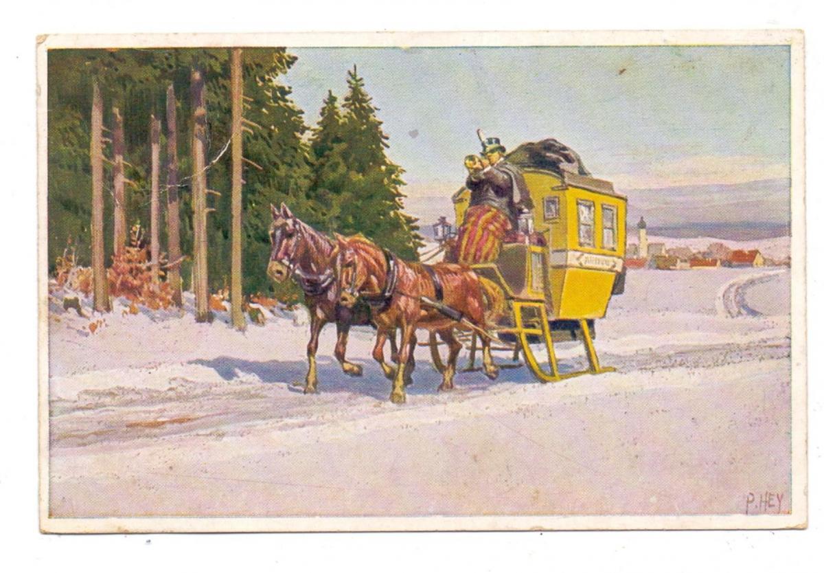 KÜNSTLER - ARTIST - PAUL HEY - Neujahrskarte Nr.10, Postkutsche auf ...