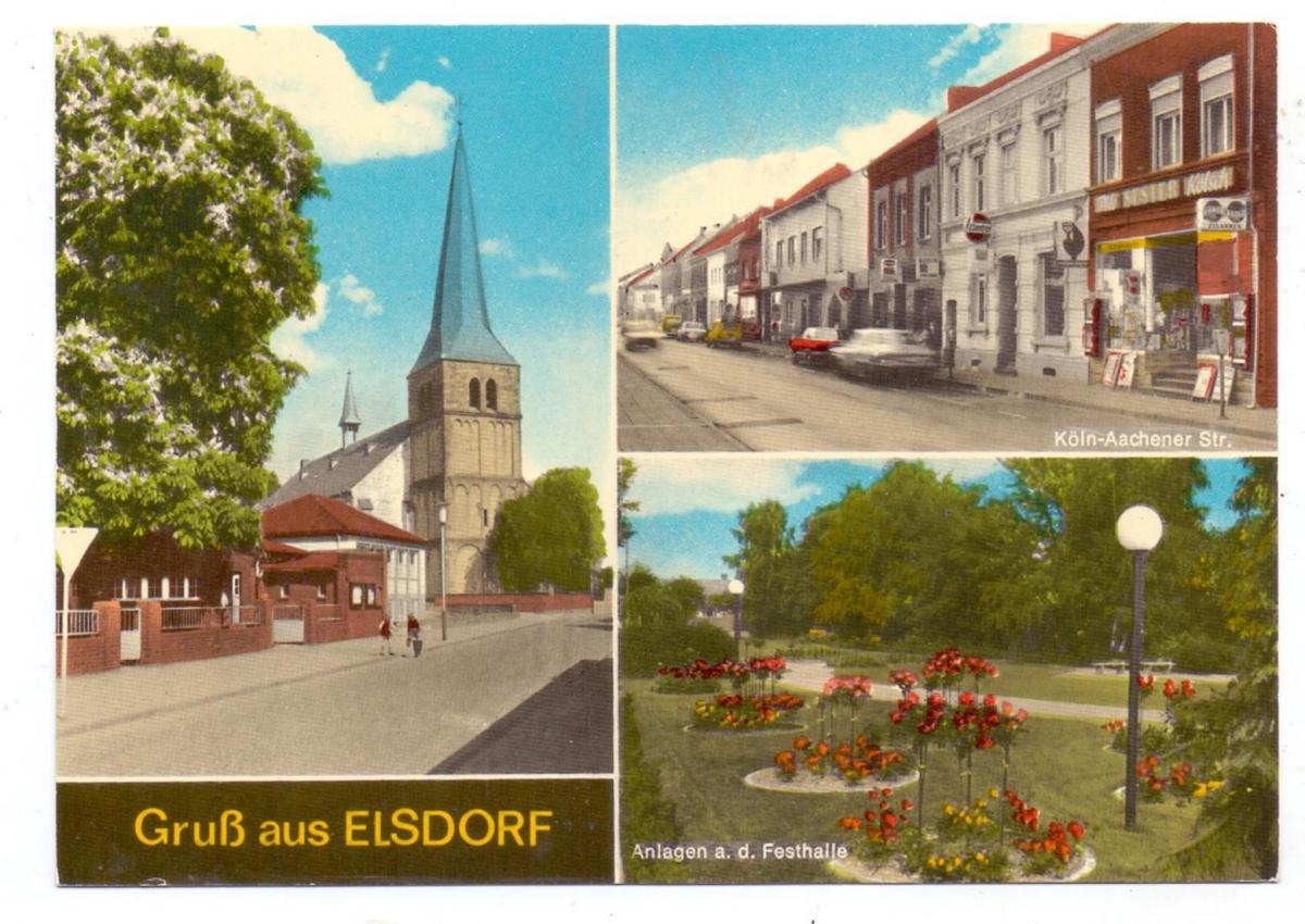 5013 ELSDORF, Kirche, Köln-Aachener Strasse, Anlagen an der Festhalle ...