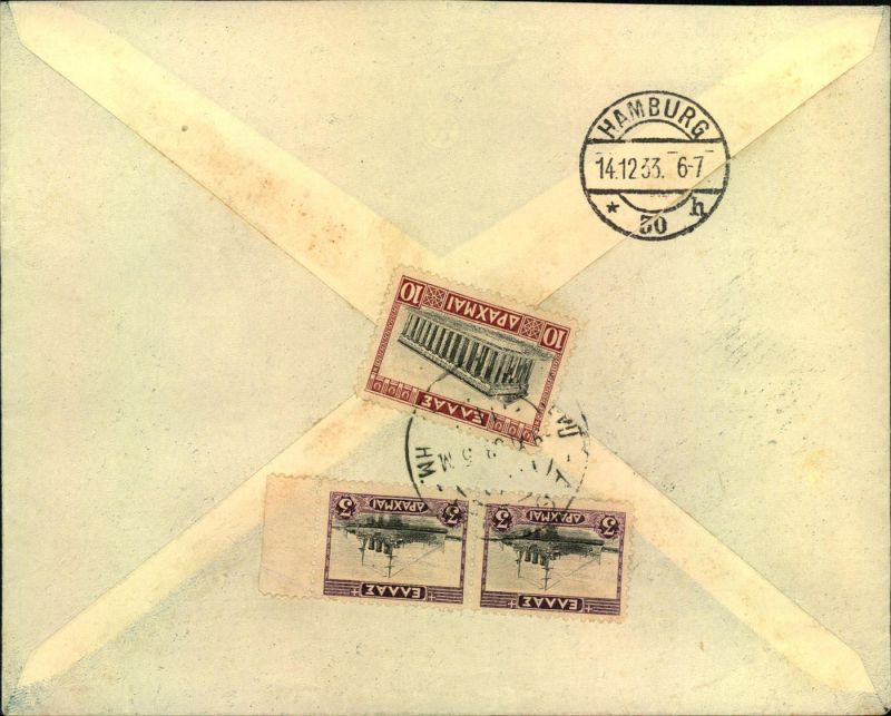 1933, set of semipostal airmail stamps with additional franking on back ...