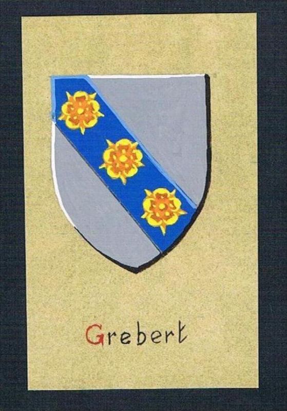 19. / 20. Jh. - Grebert Blason Aquarelle coat of arms Heraldik Wappen ...