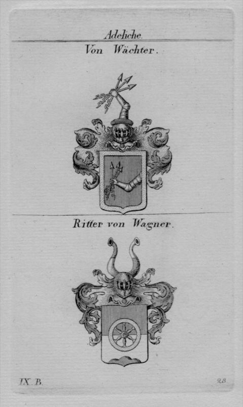 Wächter Wagner Wappen coat of arms heraldry Heraldik crest Kupferstich ...