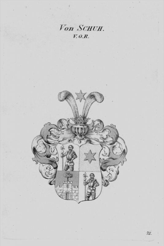 Von Schuh Wappen Adel coat of arms heraldry Heraldik crest Kupferstich ...