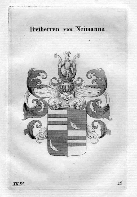 Neimanns Niemann Adel Wappen coat of arms heraldry Heraldik Kupferstich ...