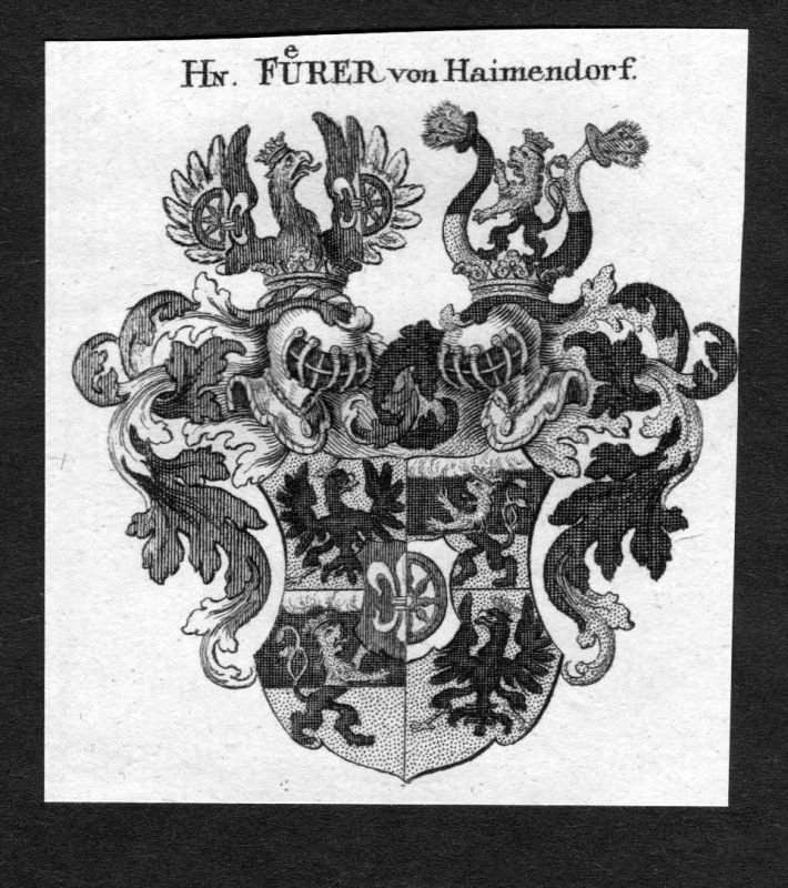 Fürer Haimendorf Fürst Wappen Adel coat of arms heraldry Kupferstich Nr ...
