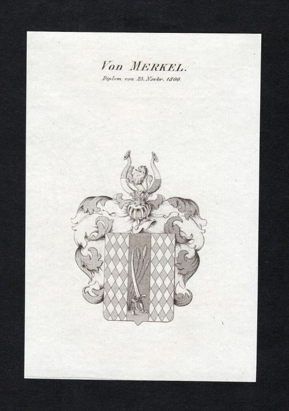"Von Merkel" - Merkel Wappen Adel coat of arms Kupferstich antique ...