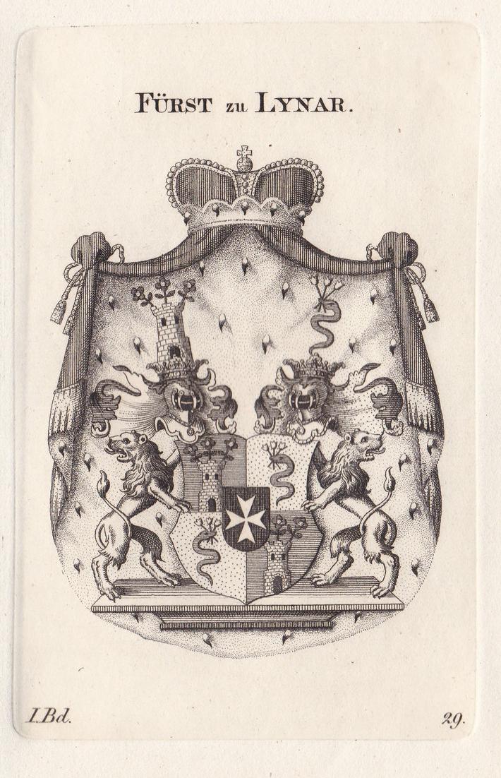 Fürst zu Lynar. - Linar Wappen Adel coat of arms Heraldik heraldry Nr ...