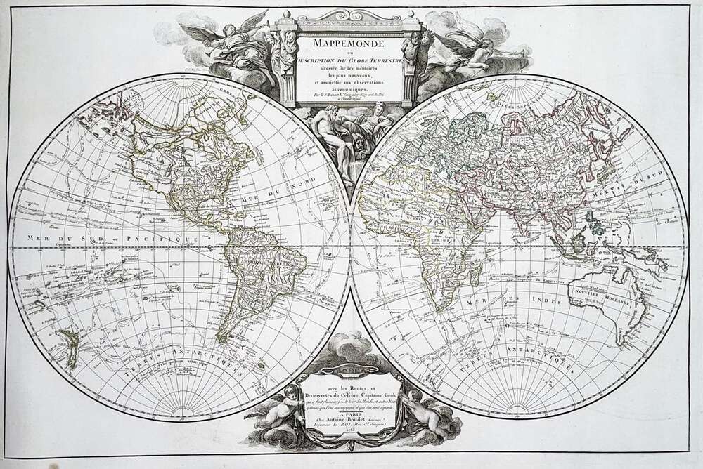 Mappe Monde ou Description du Globe Terrestre - World Map Weltkarte Mappemonde Nr. 1428891620 ...