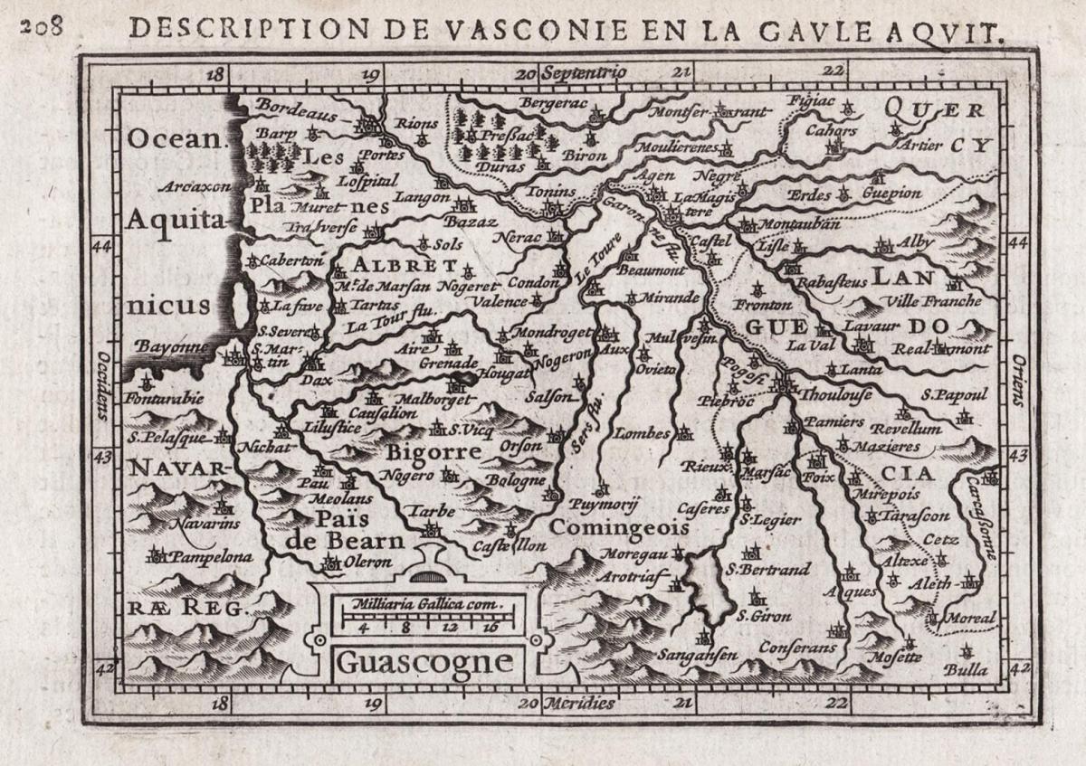 Guascogne - Gascogne map Karte carte gravure Nr. 1416297758 - oldthing ...