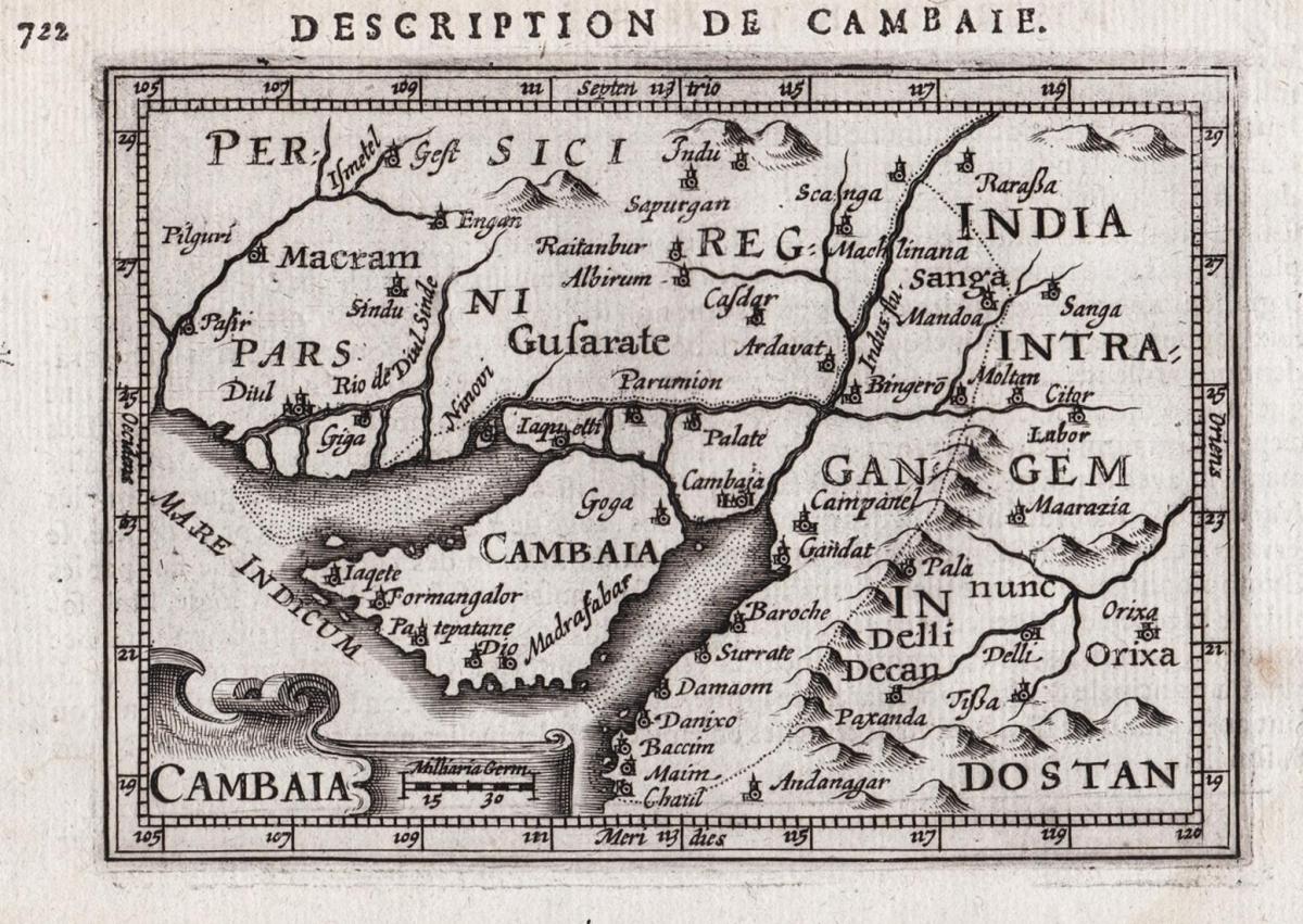 Cambaia - India Pakistan Kathiawar peninsula map Karte carte Nr ...