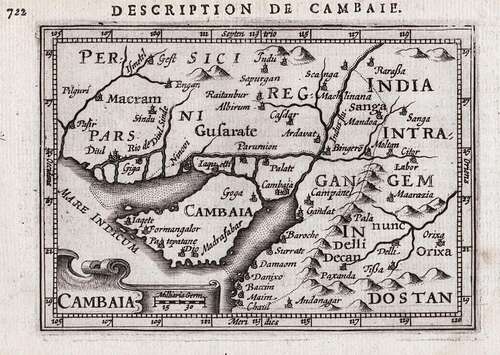 Cambaia - India Pakistan Kathiawar peninsula map Karte carte Nr ...