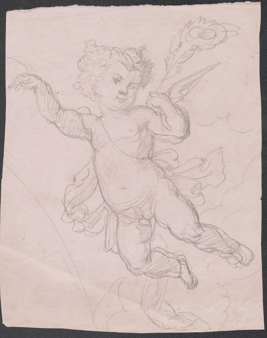 (Beautiful drawing of a putti holding a feather) - putti cherub angels ...
