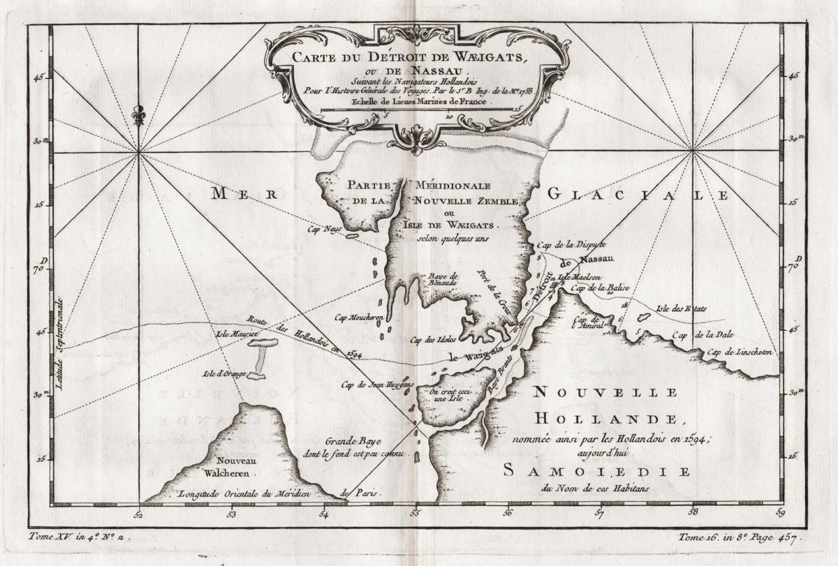 Carte du Detroit de Waeigats ou de Nassau - Waigatsch Vaygach Russia ...