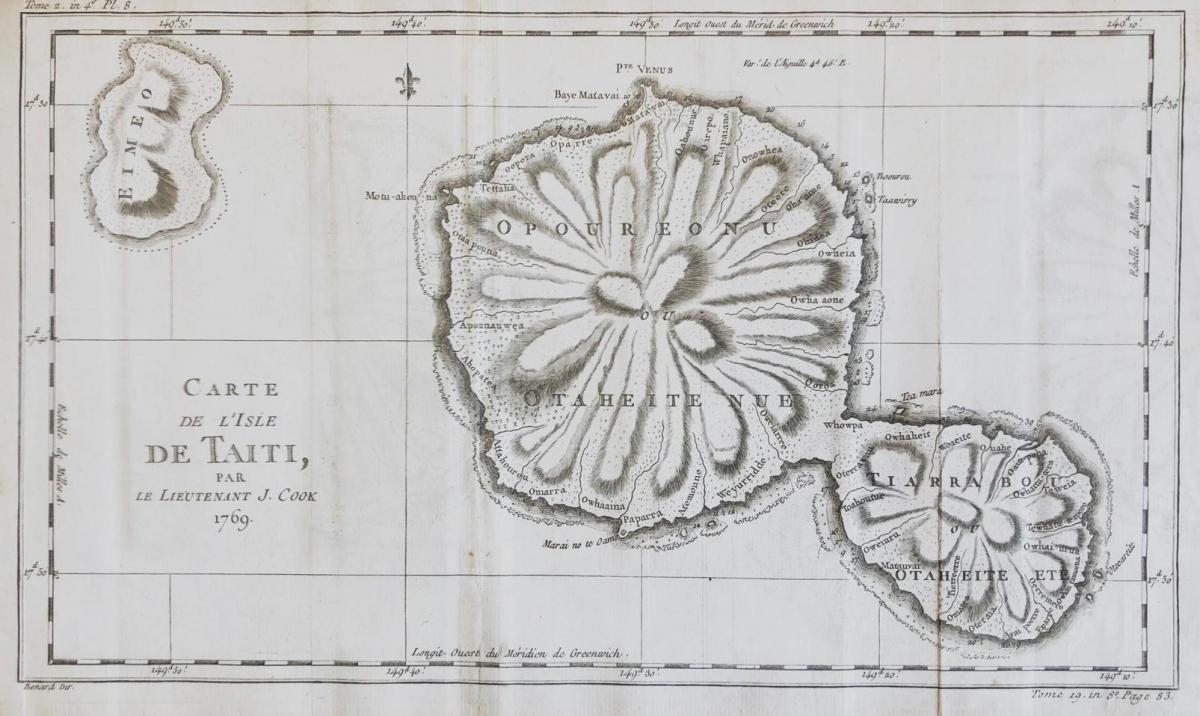 Carte de l'Isle de Taiti - Tahiti Pacific French Polynesia Island map ...