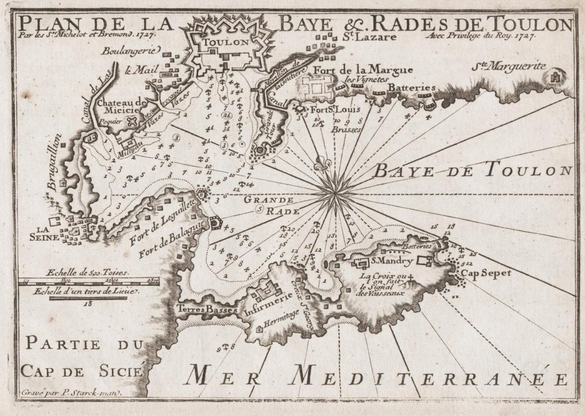 Plan de la Baye et Rades de Toulon - Toulon Cote-d'Azur map carte maritime chart Nr. 1449417902 ...