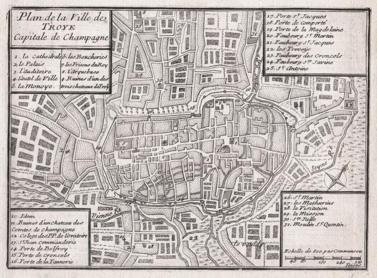 Plan de la Ville de Troye Capitale de Champagne - Troyes Aube Grand-Est ...