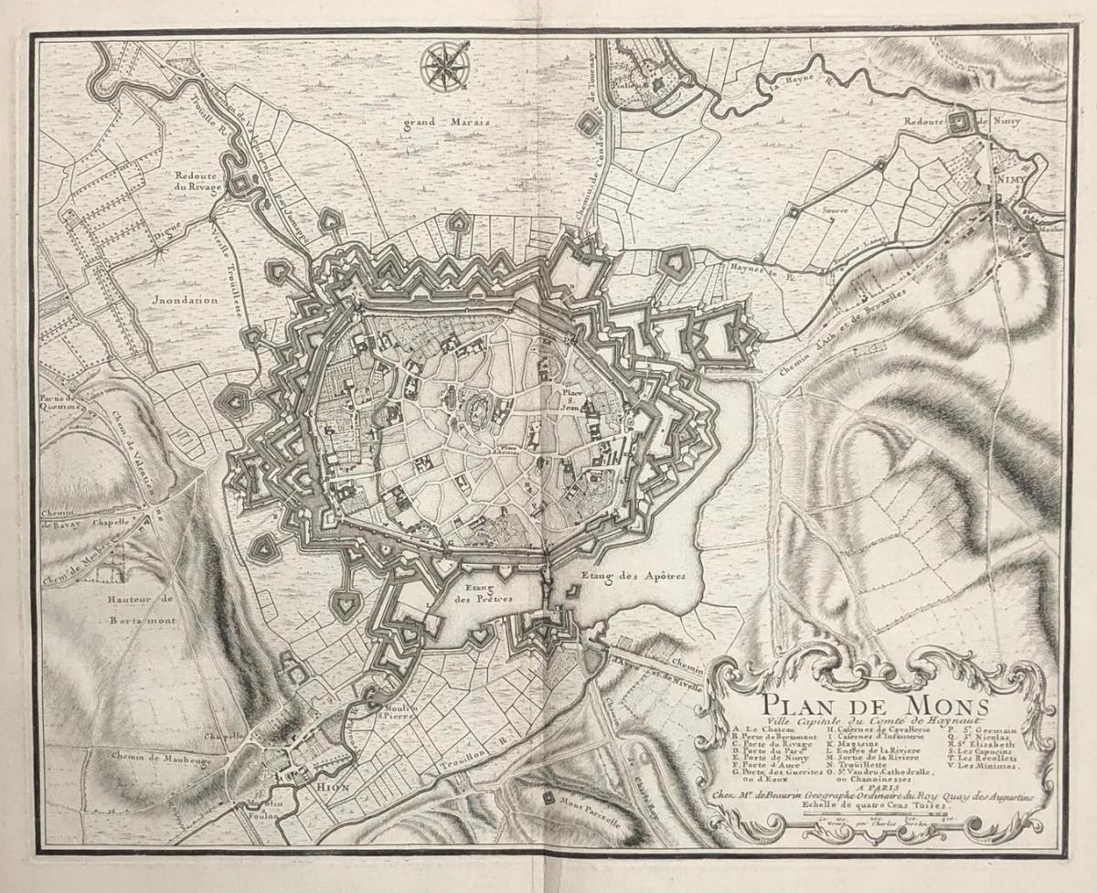 Plan de Mons. Ville Capitale du Comté de Haynaut - Mons Bergen Hainaut ...