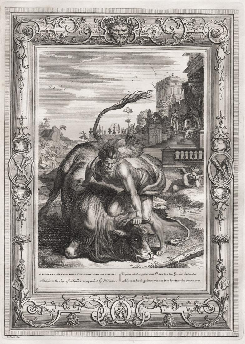 Achelous unter der Gestalt eines Stiers von dem Hercules überwunden ...