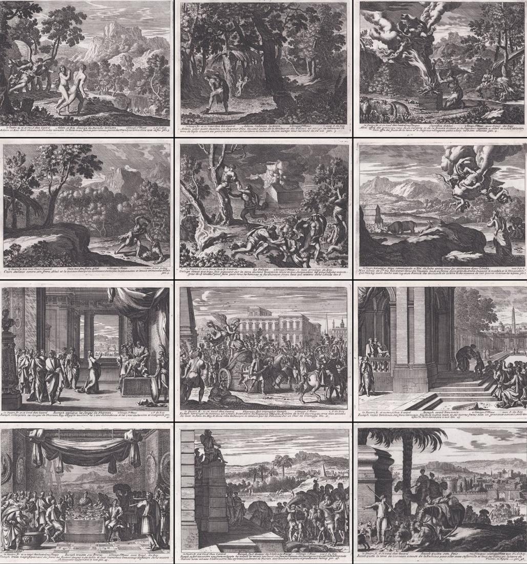 Adam et Eve chassez du Paradis terrestre / Adam laboure la terre ...