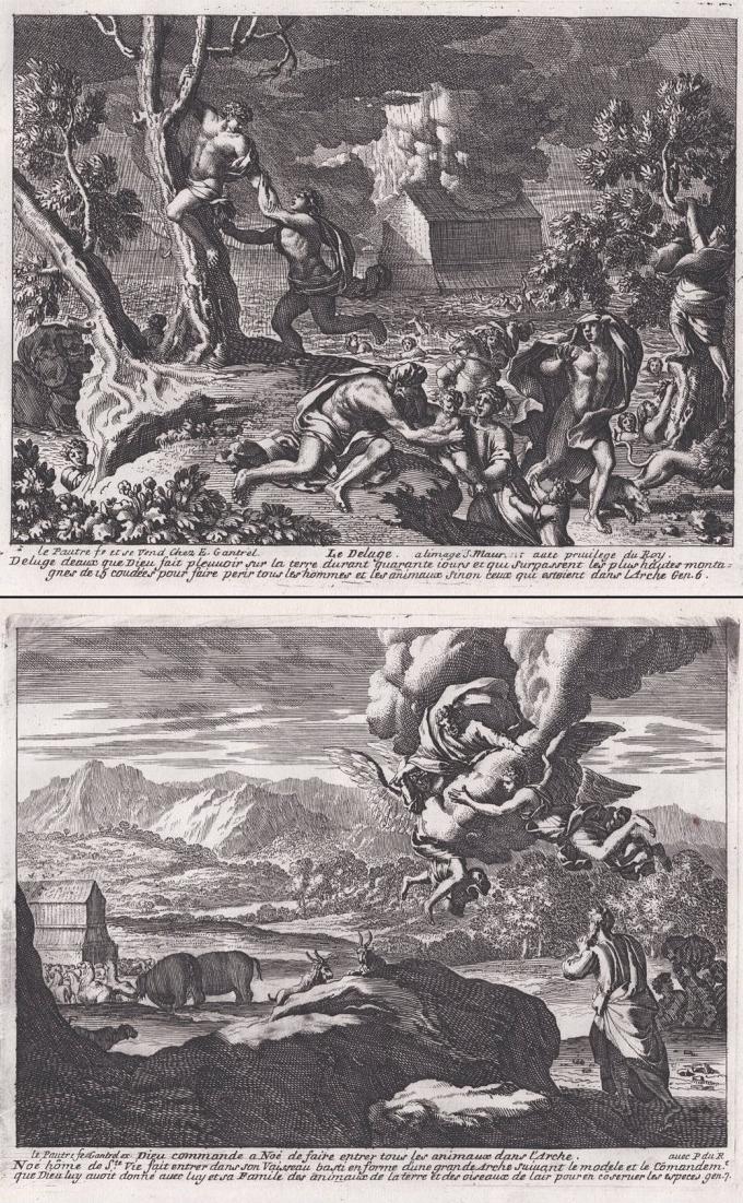 Adam et Eve chassez du Paradis terrestre / Adam laboure la terre ...