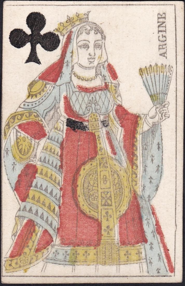 (Kreuz-Dame) - Queen of clovers / reine de trèfle / playing card carte ...