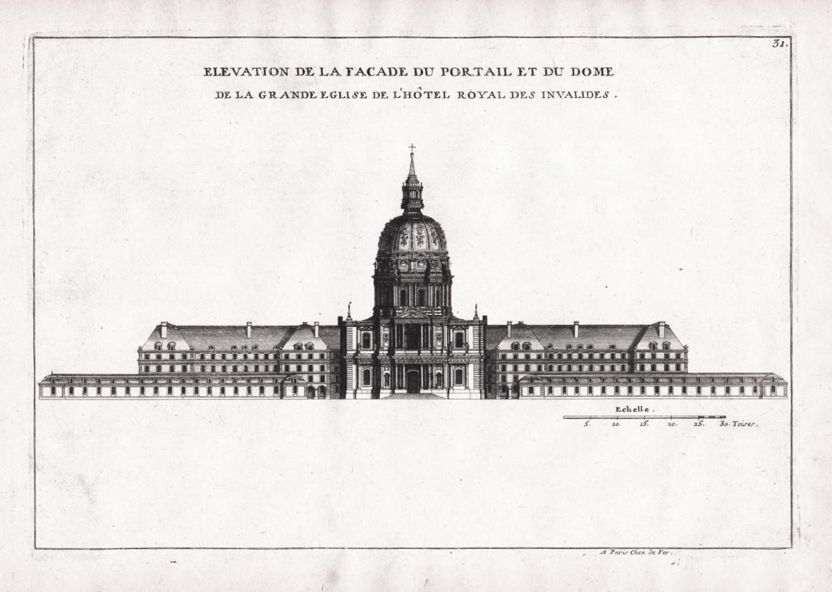 Elevation de la Facade du Portail et du Dome de la Grande Eglise de l ...