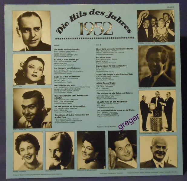LP Die Hits des Jahres 1952 Nr.3 Nr. 1952 Nr.3 - oldthing: Schlager ...