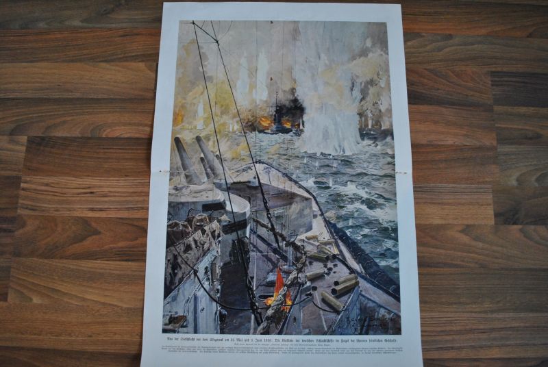 Seeschlacht vor dem Skagerrak XL Kunstdruck von 1916, Claus Bergen ... Seeschlacht vor dem Skagerrak XL Kunstdruck von 1916, Claus Bergen ...