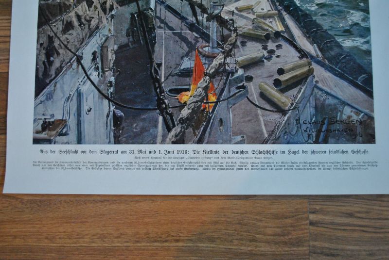 Seeschlacht vor dem Skagerrak XL Kunstdruck von 1916, Claus Bergen ... Seeschlacht vor dem Skagerrak XL Kunstdruck von 1916, Claus Bergen ...
