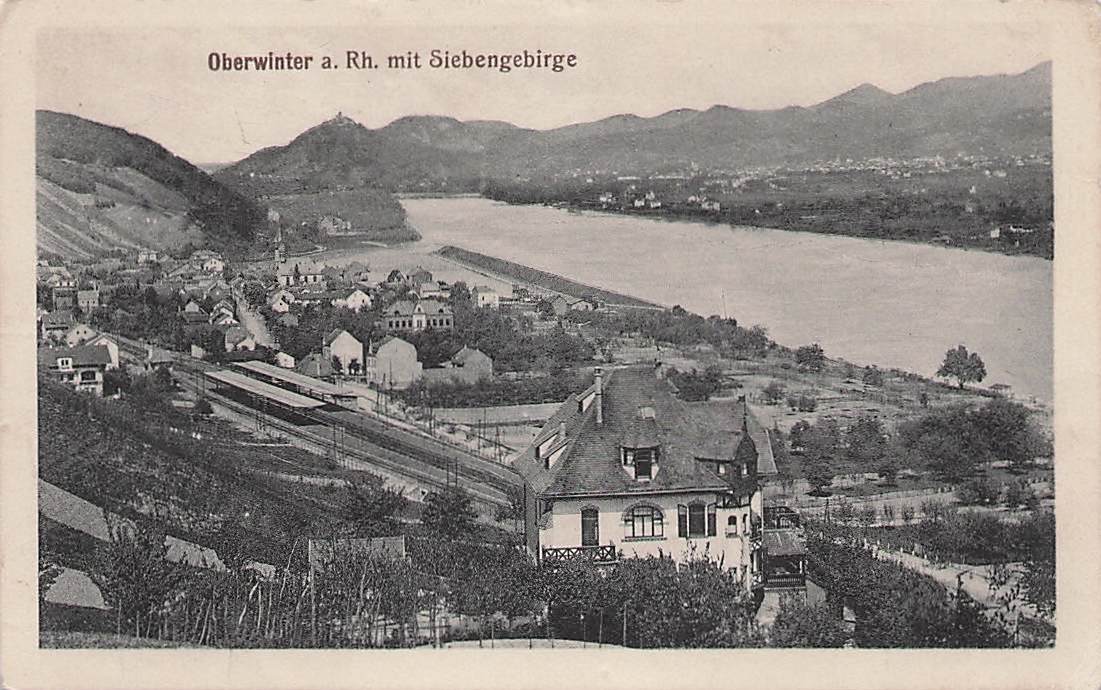 alte orig. AK Oberwinter a. Rhein Remagen Blick zum Bahnhof 1916 ...