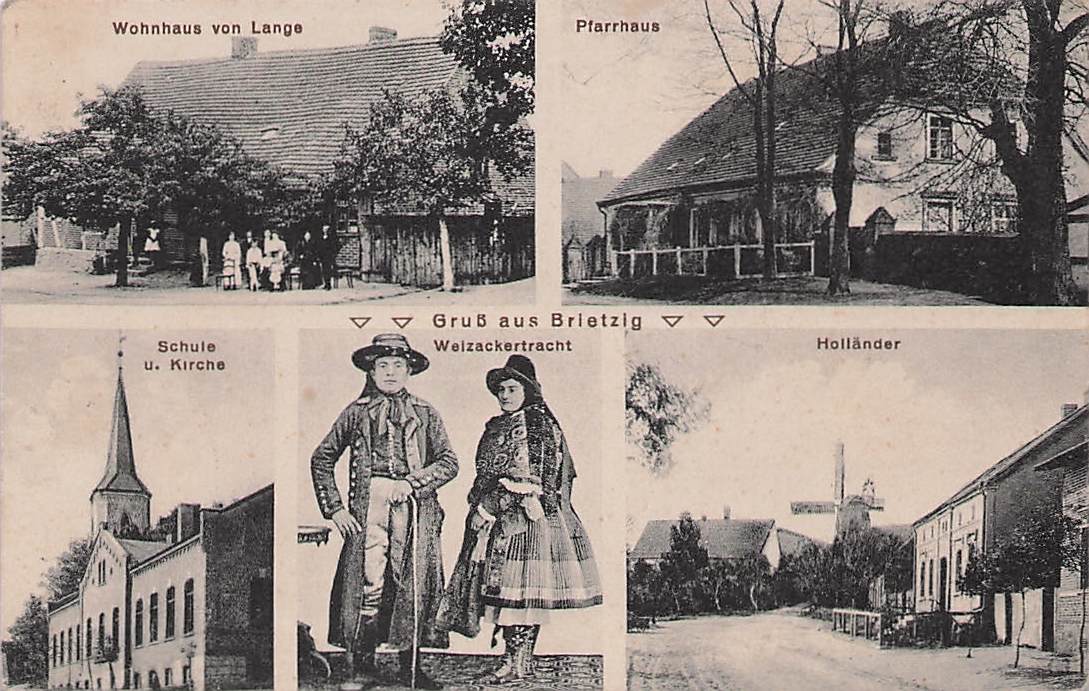 alte orig. AK Brietzig Kreis Pyritz Pommern Tracht Weizacker Holländer ...