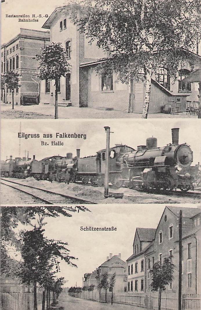alte orig. AK Falkenberg Elster Bz. Halle Bahnhof Eisenbahn Dampflok ...