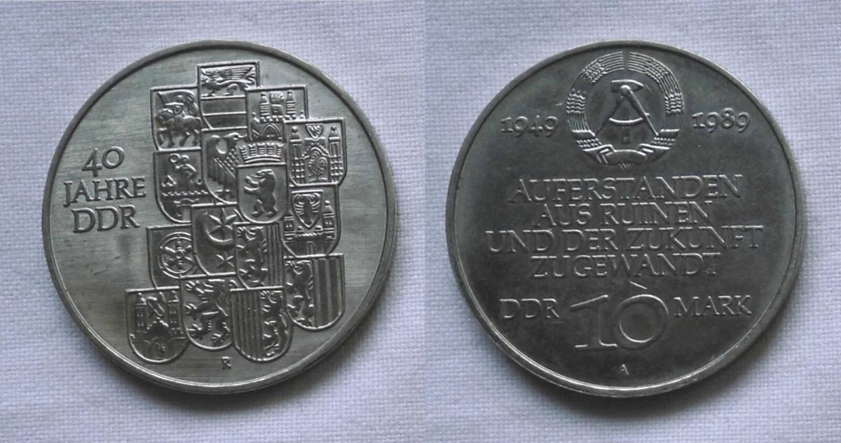 DDR Gedenk Münze 10 Mark 40.Jahrestag der DDR 1989 (144948) Nr ...