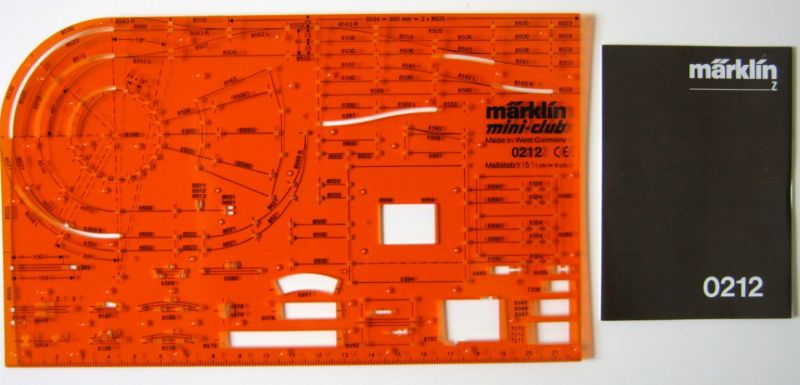 MÄRKLIN Zeichen Schablone 0212 Anleitung 1:5 Mini-Club Gleisplan ...