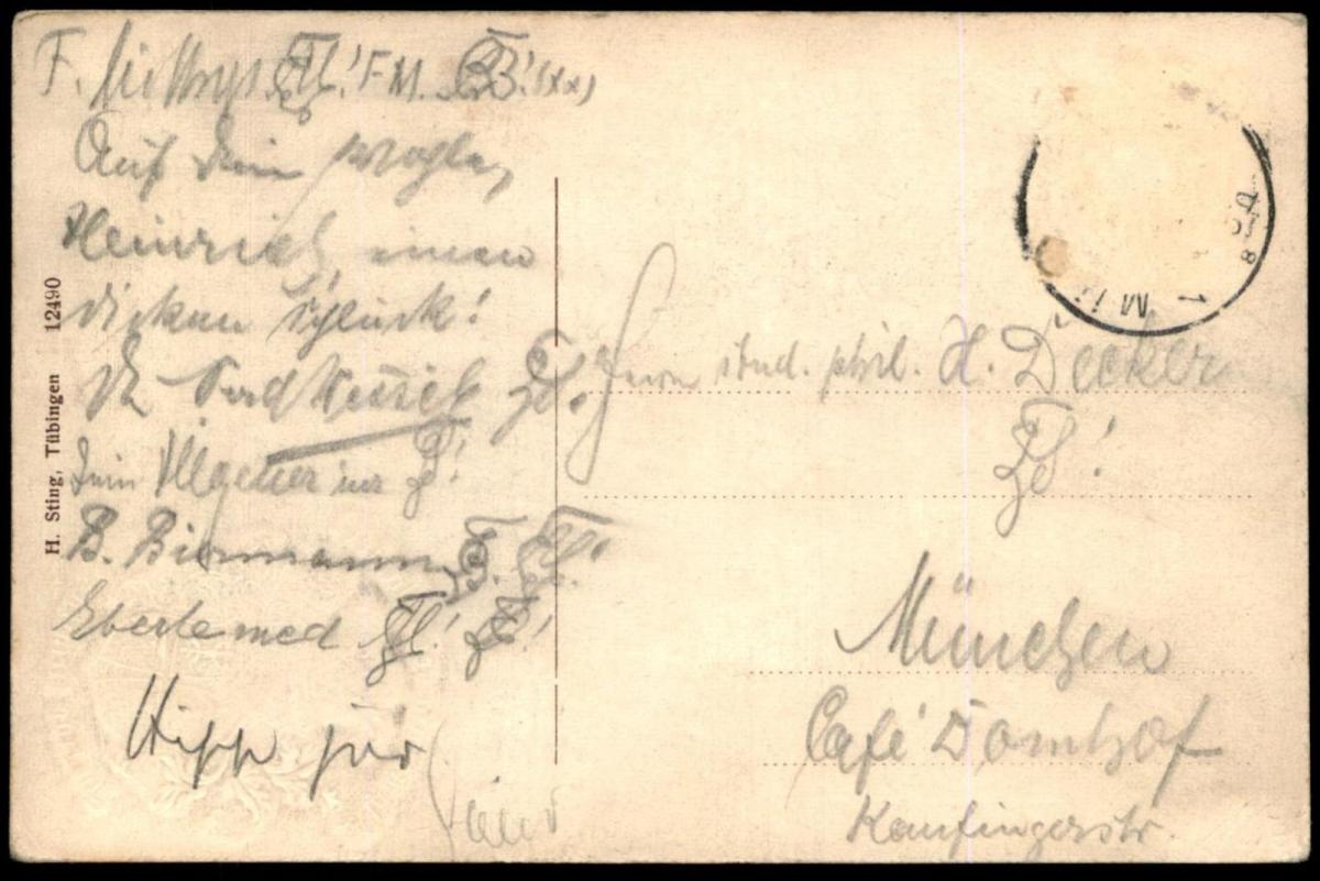 ALTE POSTKARTE GRUSS VOM ALAMANNENHAUS TÜBINGEN KSTV ALAMANNIA ...