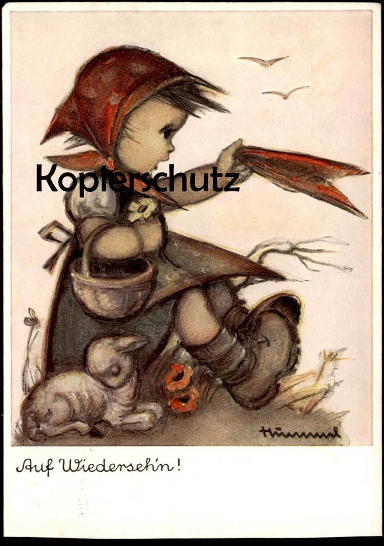 ÄLTERE KÜNSTLER POSTKARTE HUMMEL AUF WIEDERSEH'N WIEDERSEHEN ABSCHIED ...