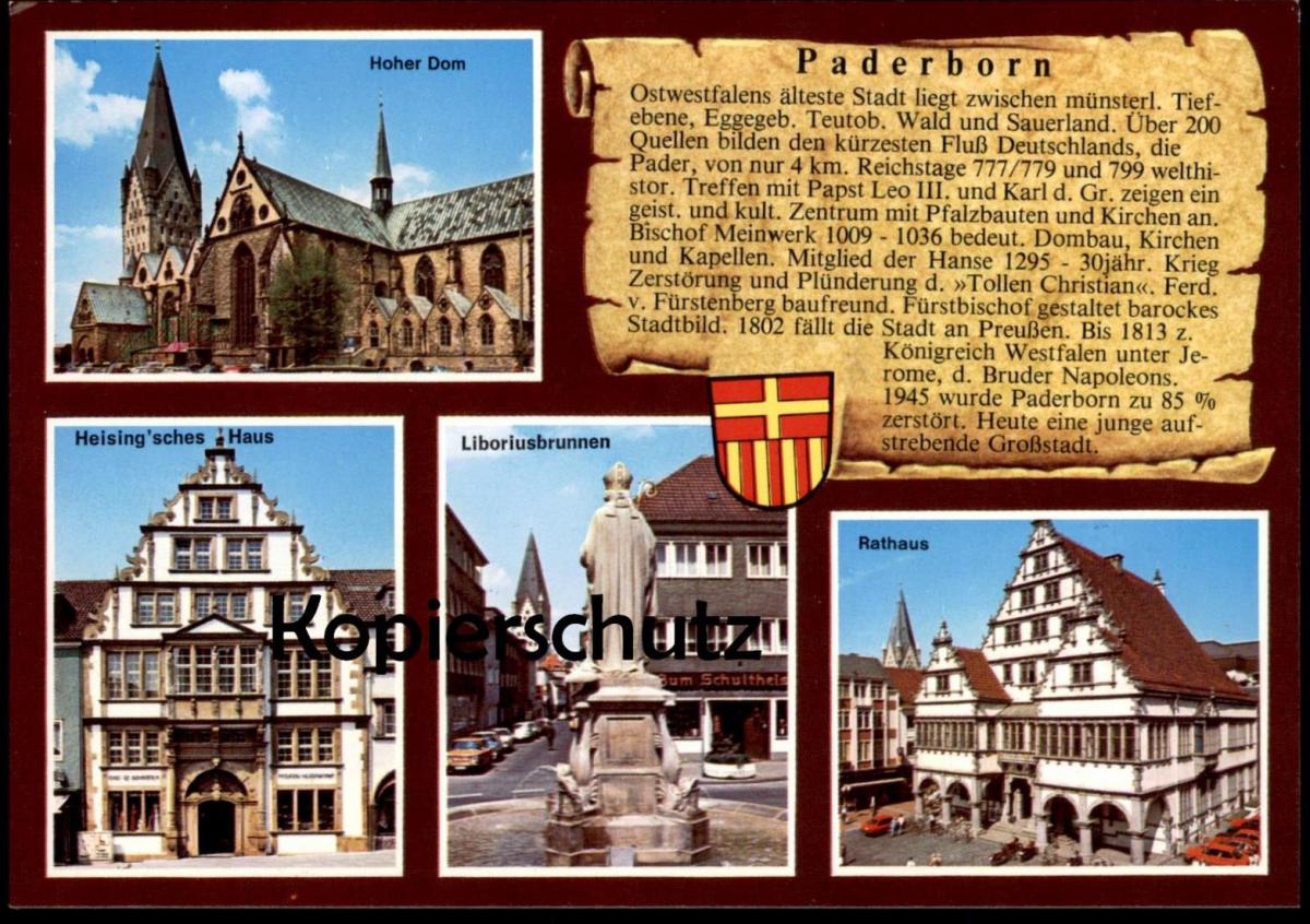 POSTKARTE PADERBORN WAPPEN & GESCHICHTE... | oldhting.de