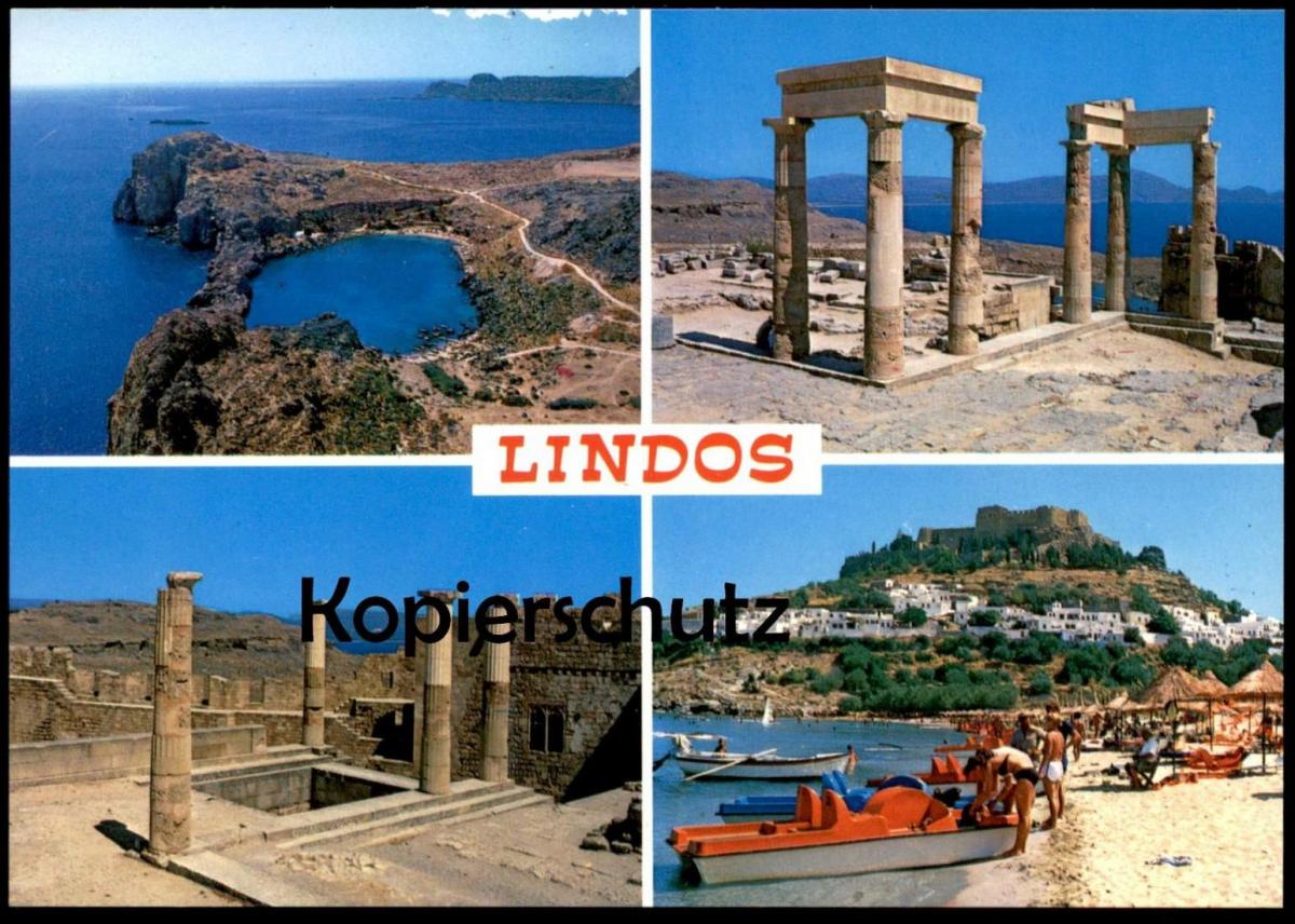 ÄLTERE POSTKARTE LINDOS RHODOS GREECE Rhodes Rodi Griechenland Grèce ...