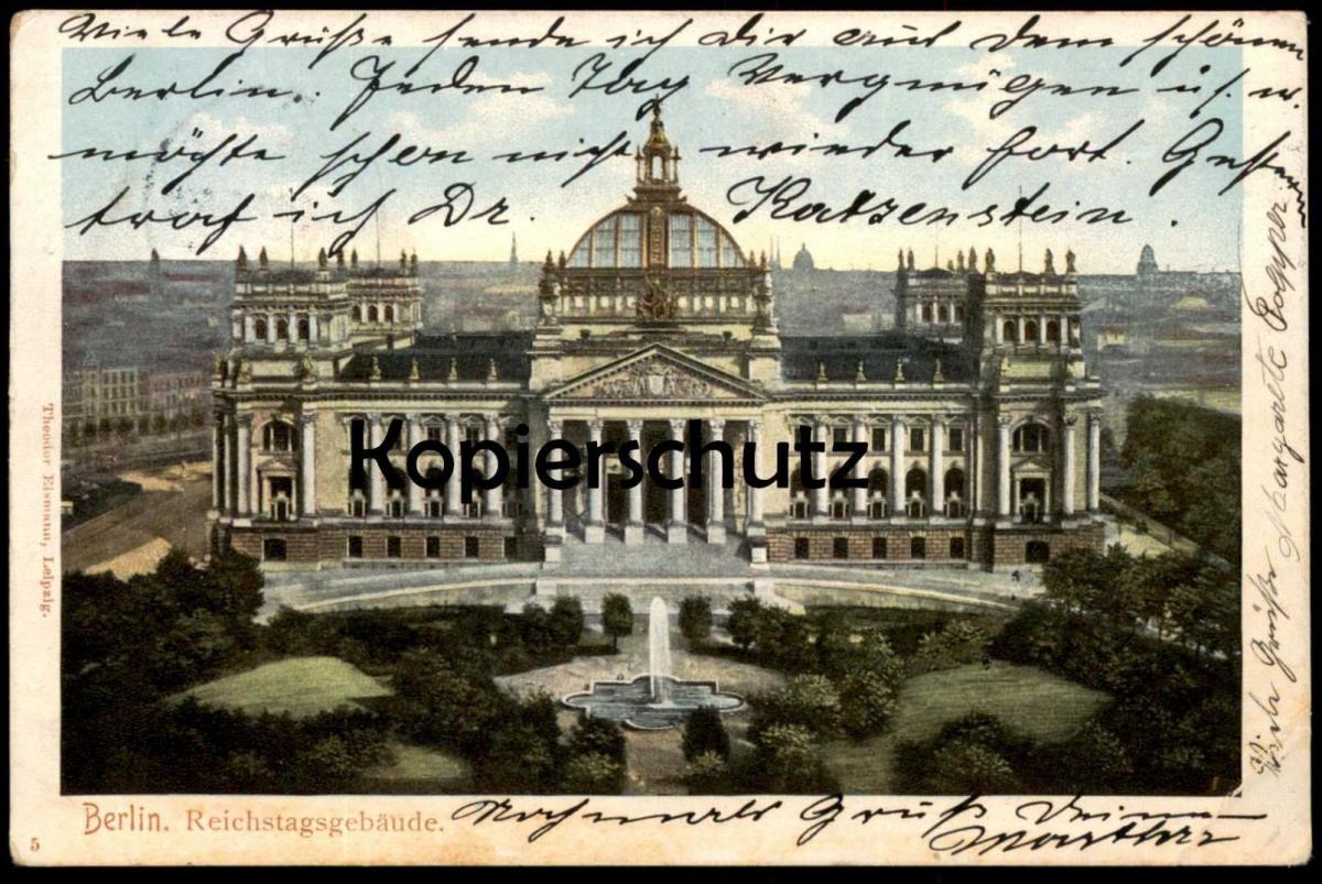ALTE POSTKARTE BERLIN REICHSTAGSGEBÄUDE 1903 REICHSTAG cpa postcard AK Ansichtskarte Berlino Nr ...