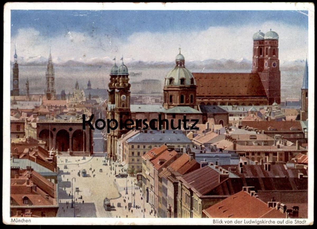 ALTE POSTKARTE MÜNCHEN BLICK VON DER HEILIGGEISTKIRCHE AUF DIE STADT ...