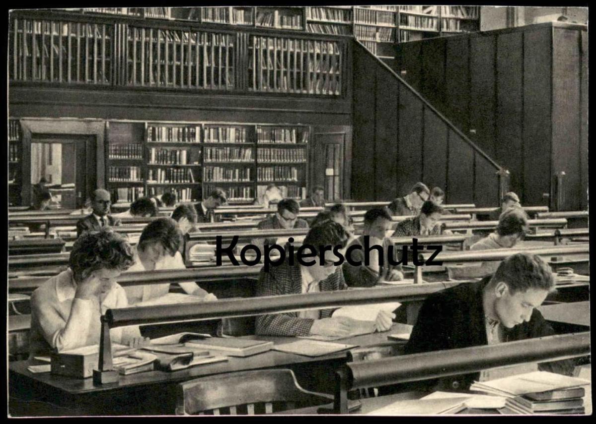 ALTE POSTKARTE LESESAAL DER DEUTSCHEN BÜCHEREI LEIPZIG Bibliothek ...
