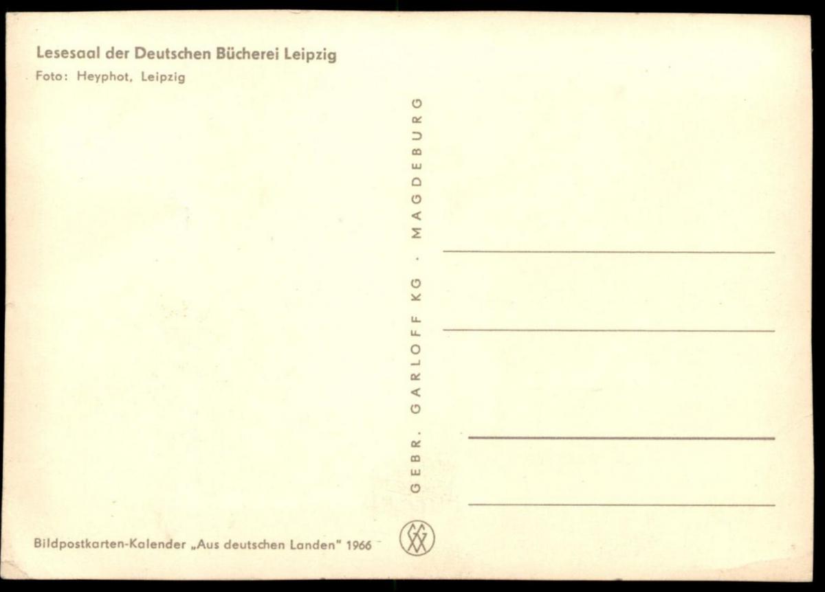 ALTE POSTKARTE LESESAAL DER DEUTSCHEN BÜCHEREI LEIPZIG Bibliothek ...