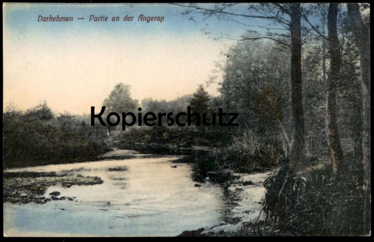 ALTE POSTKARTE DARKEHMEN PARTIE AN DER ANGERAP OSJORSK OSTPREUSSEN ...