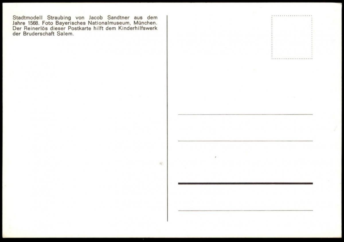 ALTE POSTKARTE STRAUBING STADTMODELL JACOB SANDTNER Modell Erlös ...