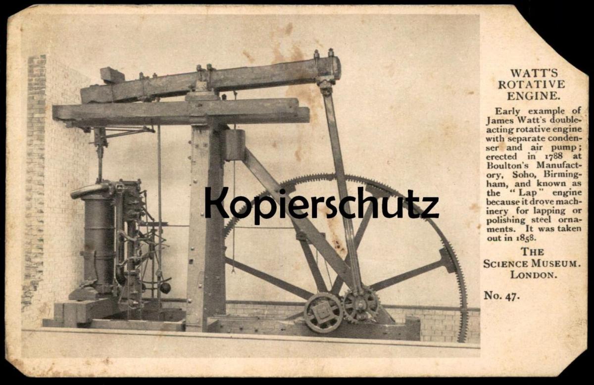 ALTE POSTKARTE WATT'S ROTATIVE STEAM ENGINE THE SCIENCE MUSEUM LONDON ...