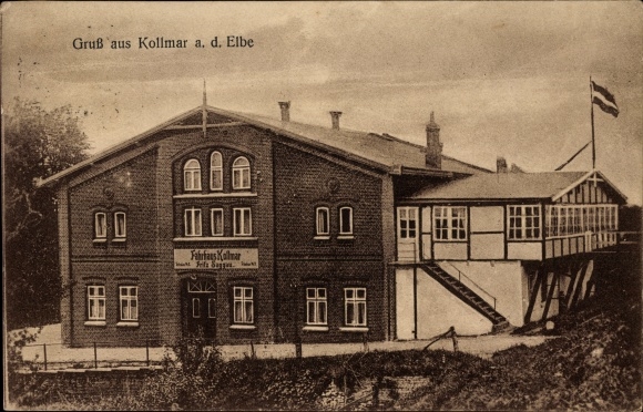 Kollmar Hafen Elbe mit Dampfer Fischerboot Kat. Kollmar Nr. pw46000 ...