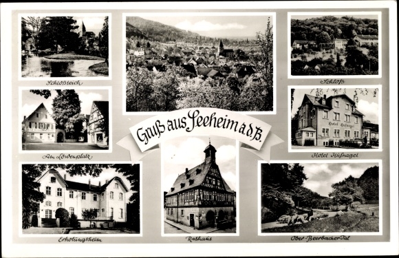 Ak Seeheim Jugenheim an der Bergstraße, Schloss, Hotel, Löwenplatz ...