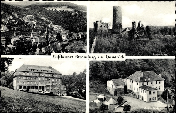 Ak Stromberg im Hunsrück, Blick auf den Ort, Hotel, Kurhaus, Fustenburg ...