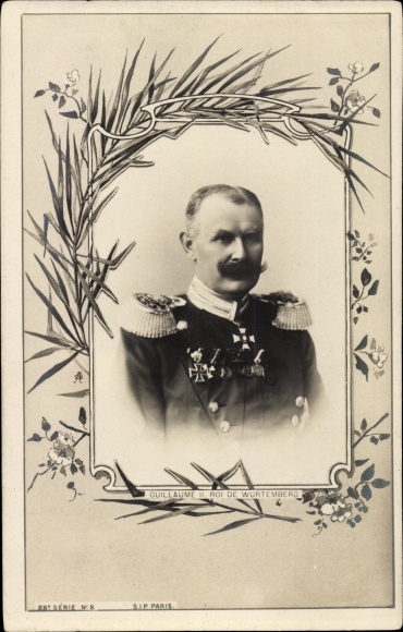 Passepartout Ak Wilhelm II, König von Württemberg, Portrait in Uniform ...