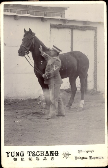 Kabinett Foto Tsingtau Tapautau China, Deutscher Soldat in Uniform ...