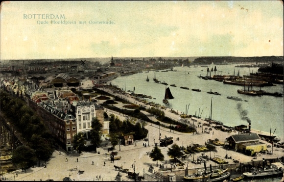 Ak Rotterdam Südholland Niederlande, Oude Hoofdplein met Oosterkade ...